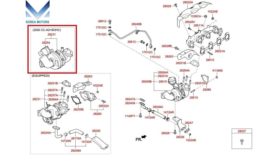 MOBIS TURBOCHARGER 282314A730 ENGINE HYUNDAI 2015-21
