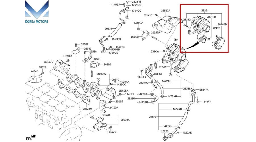 MOBIS TURBOCHARGER 282312F600 HYUNDAI KIA 2009-20